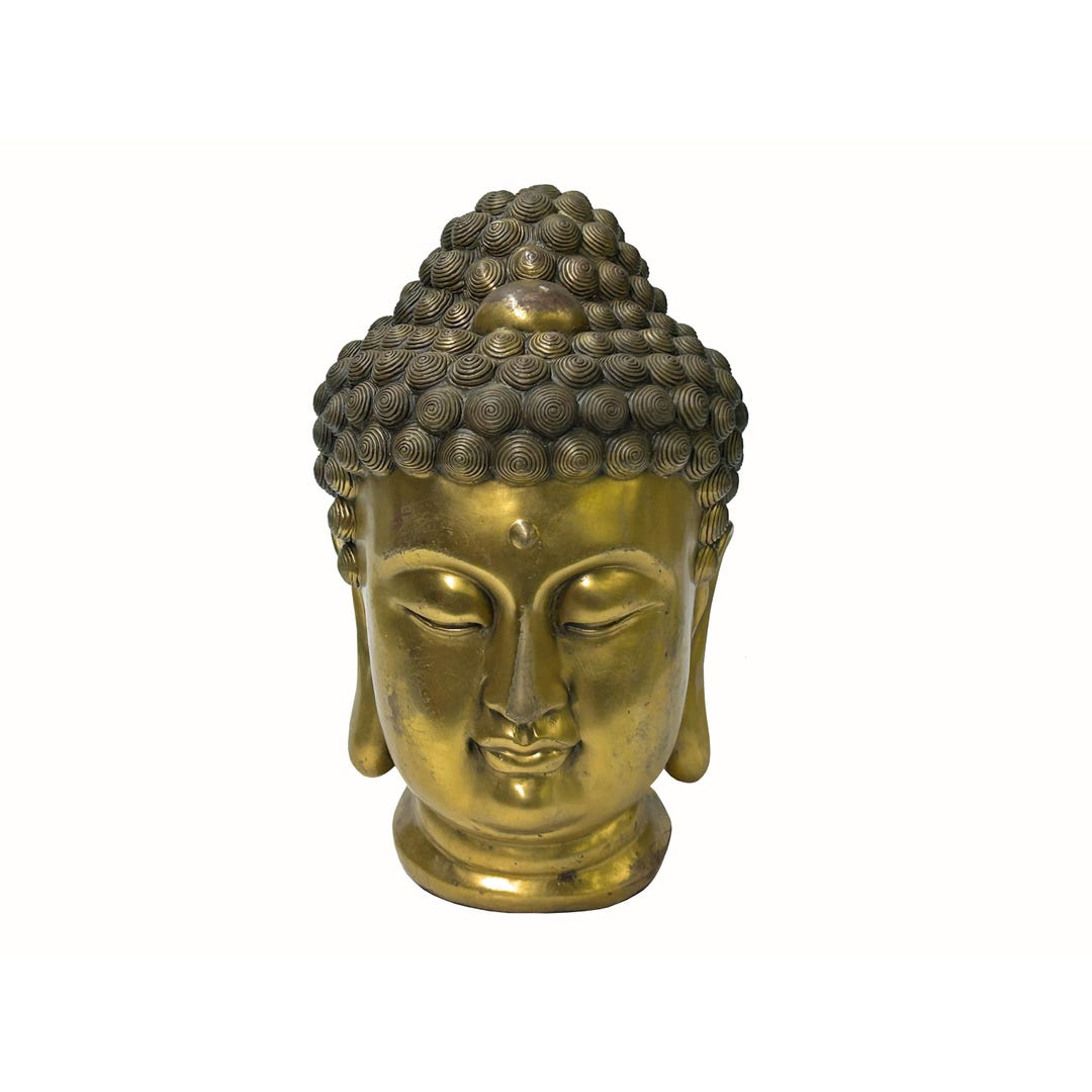 Vintage Chinese Golden Copper Color Metal Buddha Head Figure Ws4313e - Etsy