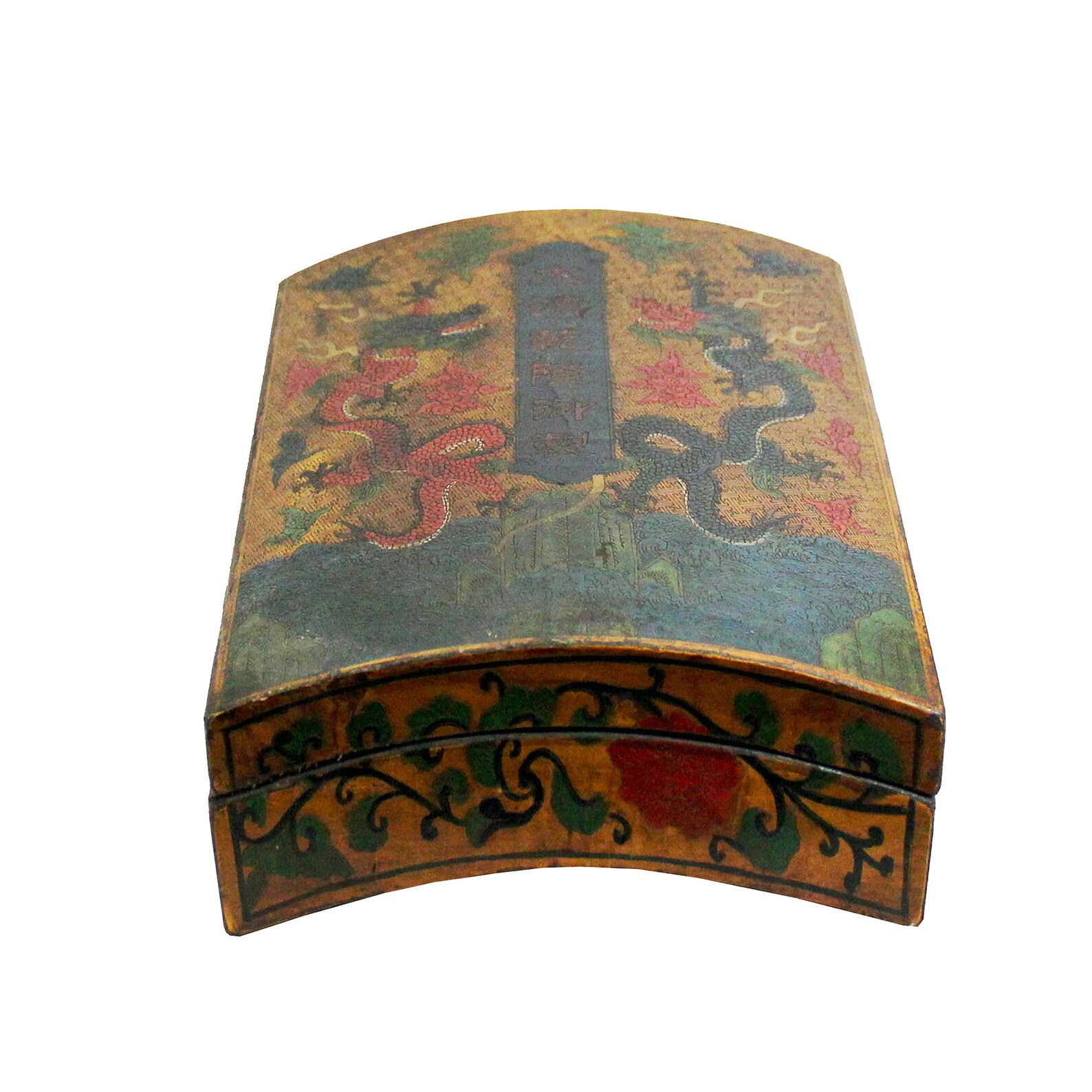 Distressed Yellow Dragon Graphic Rectangular Curved Shape Box Ws148e - Etsy