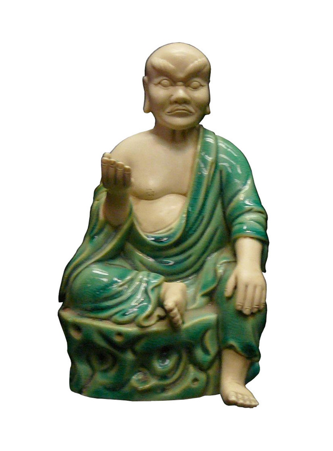 Chinese Handmade Green Ceramic Lo Hon Holding a Bead Seating - Etsy