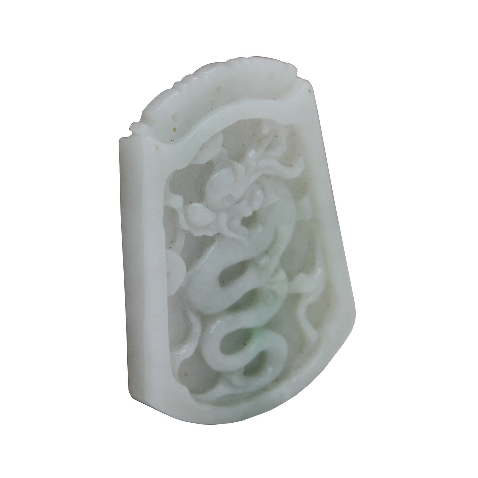 Natural Jade Chinese Rectangular Pendant Plate With Dragon and - Etsy