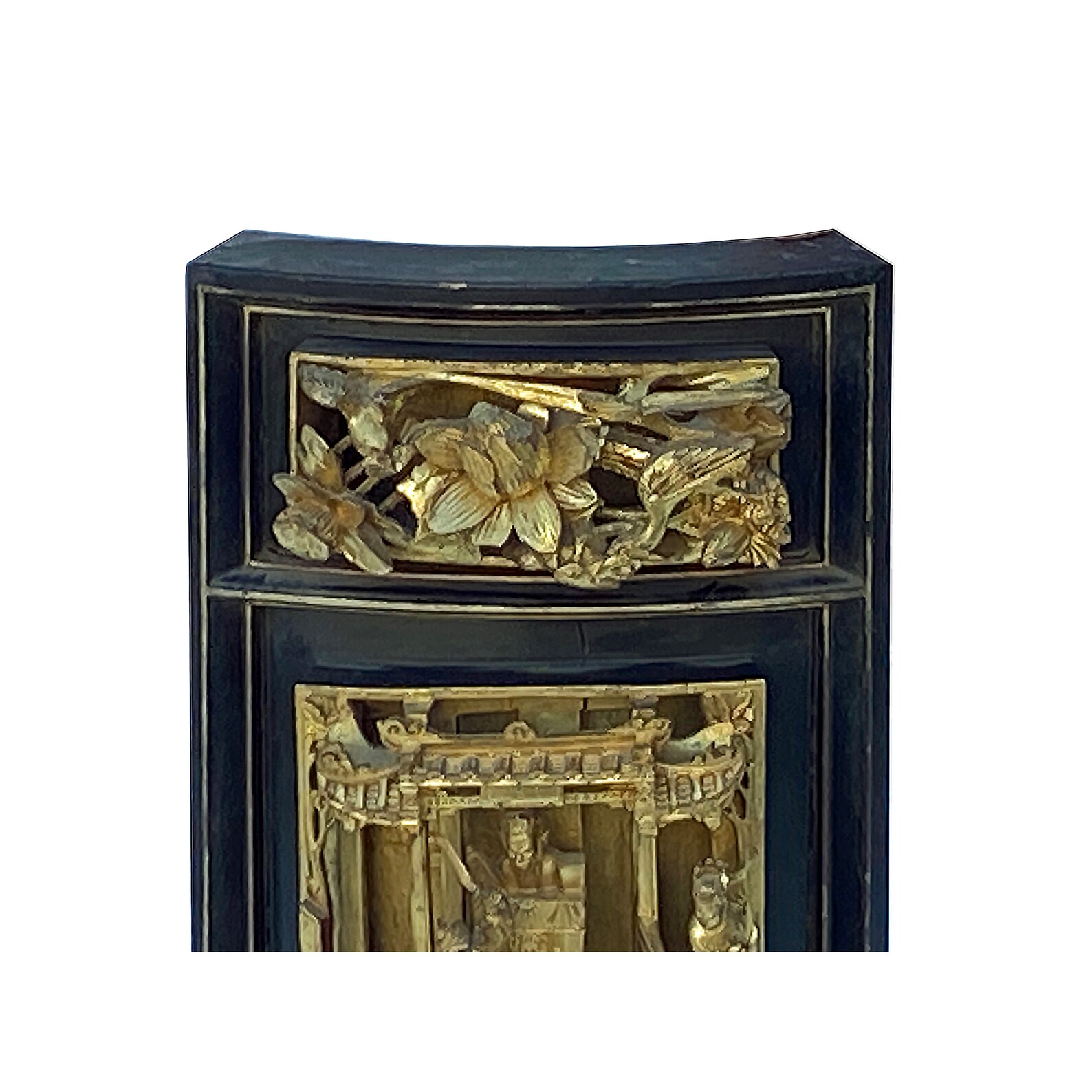 Vintage Chinese 3D Golden Lacquer Wood Carving Opera Scene Wall Panel ...