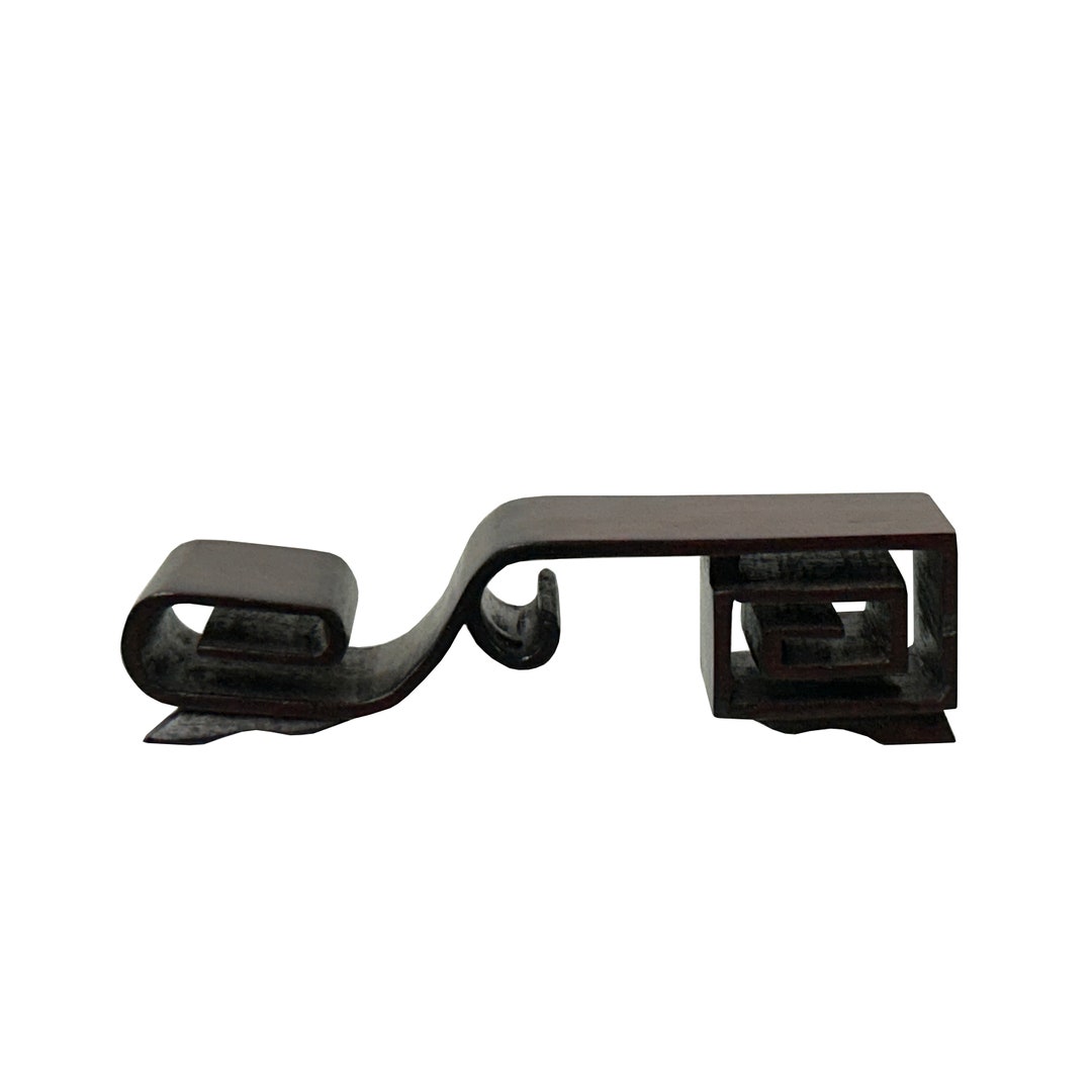 4.5" Reddish Brown Wood Curve Scroll Rectangular Stand Riser Easel ...