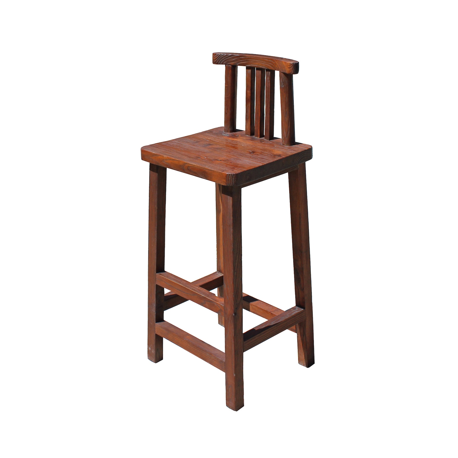 Rough Wood Brown Zen Oriental Bar Stool W Back Cs4178e - Etsy