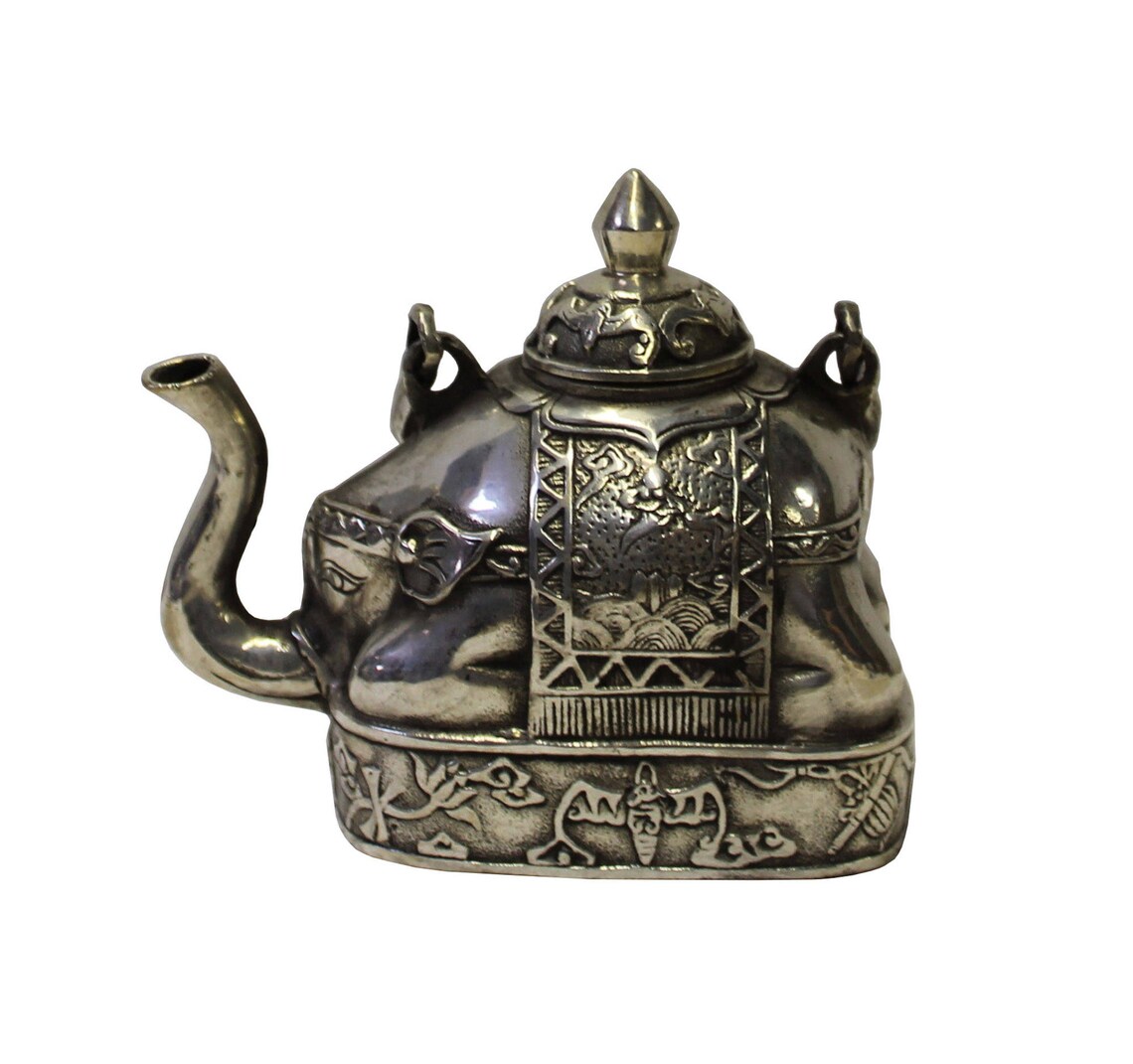 Chinese Handmade Metal Silver Color Elephant Shape Teapot - Etsy