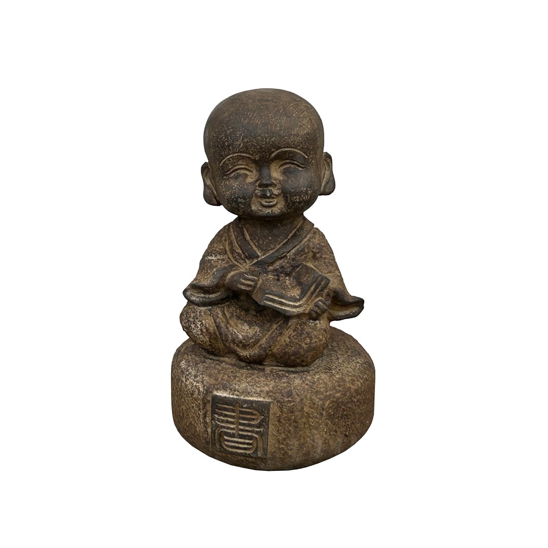 Oriental Gray Stone Little Lohon Monk Reading Book Statue Ws3635e - Etsy