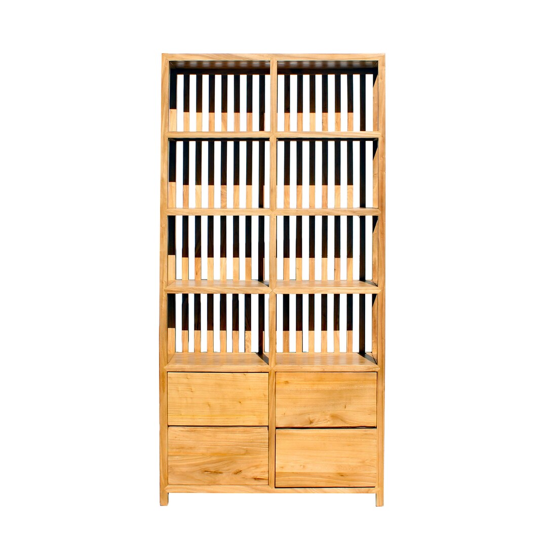 Light Natural Raw Wood Zen Minimalist Bookcase Display Cabinet Cs5920e ...