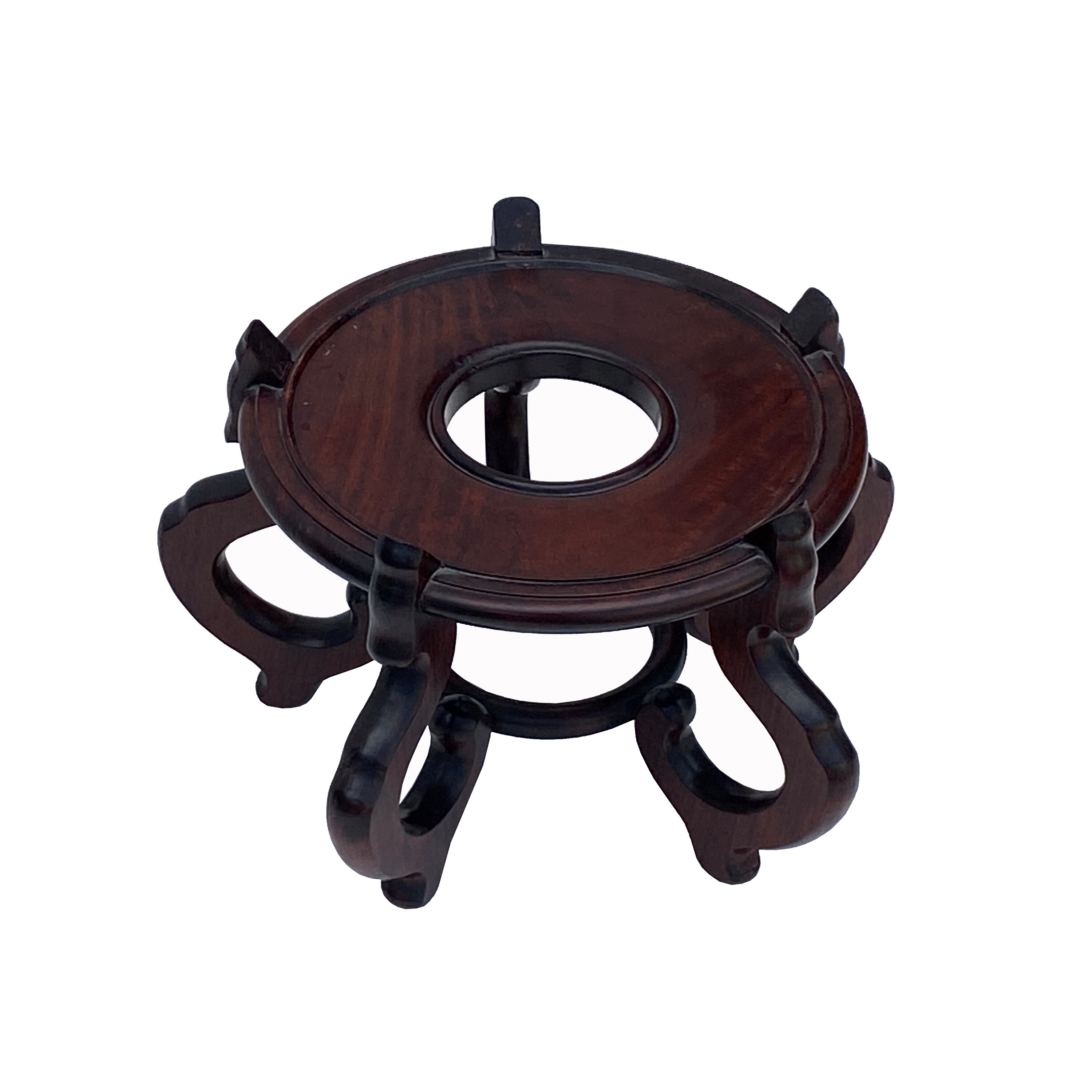 Chinese Brown Wood Round Table Top Stand Display Easel - Etsy
