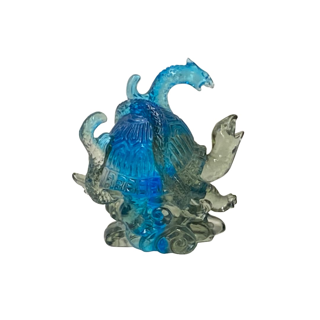 Blue Liuli Crystal Glass Pate-de-verre Turtle Snake Celestial Animals ...