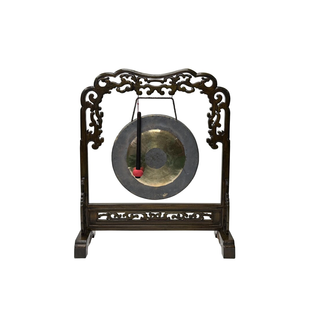 Chinese Distressed Brown Cloud Scroll Wood Gong Display Rack GB251E - Etsy