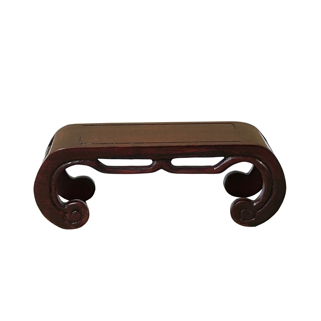 5" Reddish Brown Scroll Leg Rectangular Wood Display Stand Easel ...