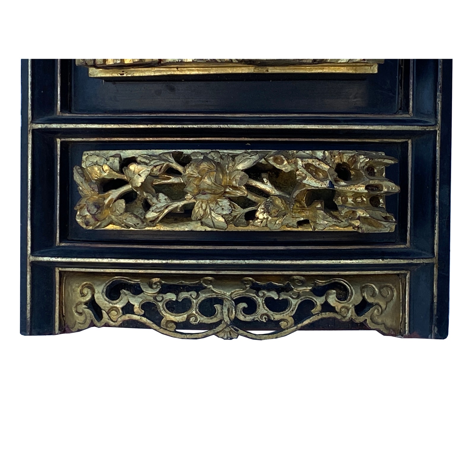 Vintage Chinese 3D Golden Lacquer Wood Carving Opera Scene Wall Panel ...