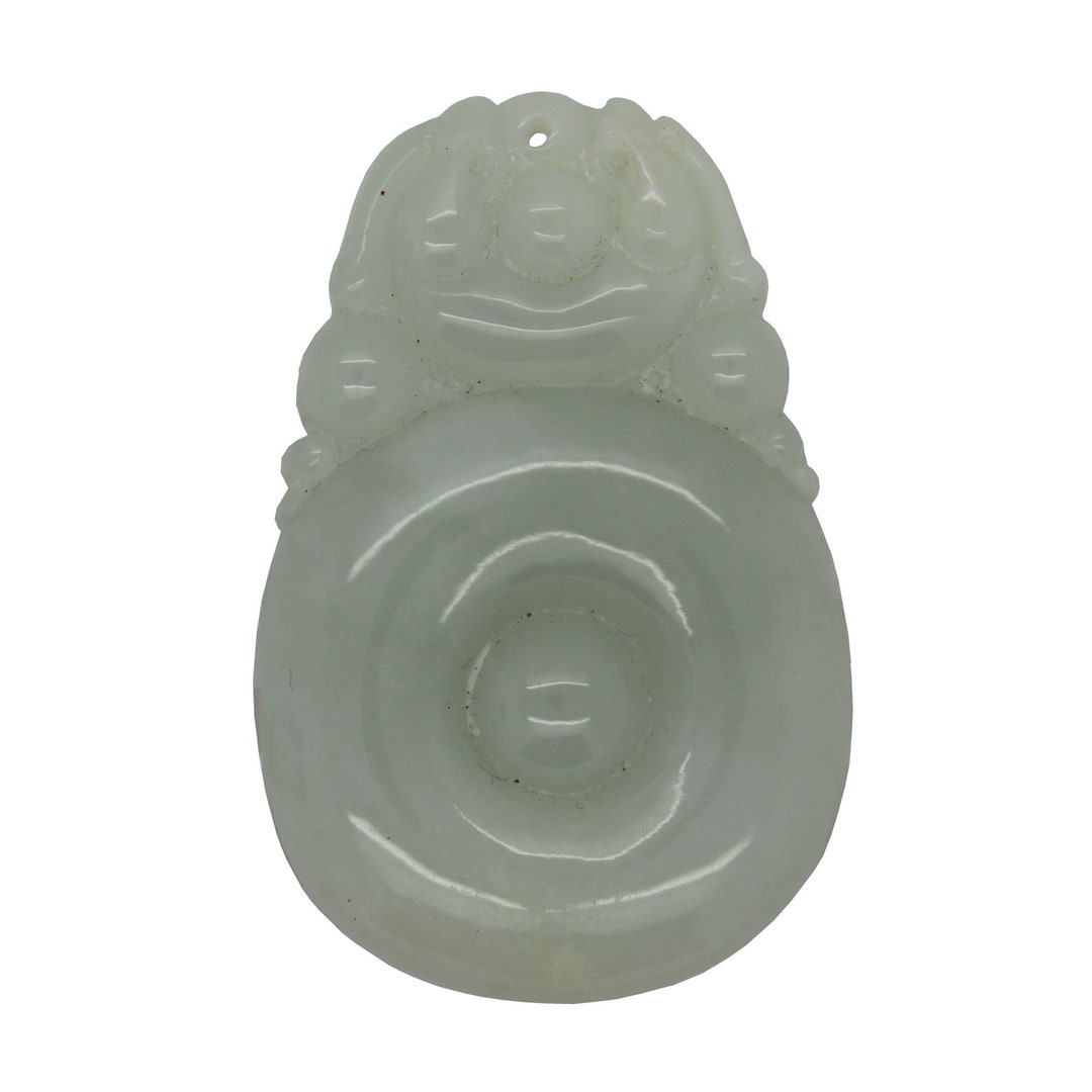 Carved Natural Green Jade Circle Ornament Pendant Fs404ne - Etsy