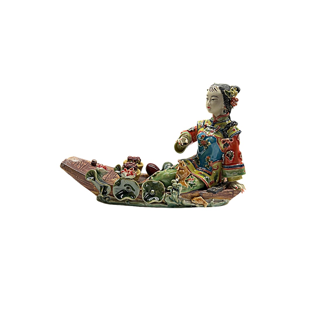 Chinese Porcelain Qing Style Dressing on Boat Lady Figure Ws4849e - Etsy
