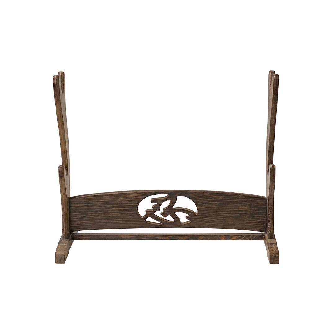 Chinese Gray Brown Wood Horizontal Pen Brush Holder Display Rack ...