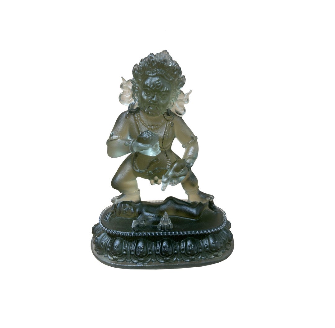 4" Gray Crystal Glass Tibetan Fortune Single Deity Zambala Figure ...