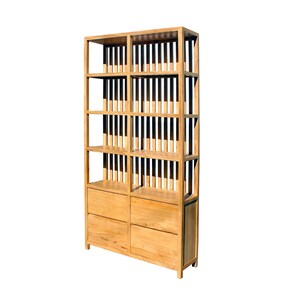 Light Natural Raw Wood Zen Minimalist Bookcase Display Cabinet Cs5920e ...