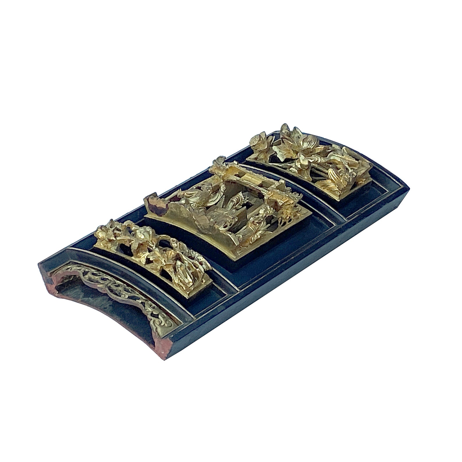 Vintage Chinese 3D Golden Lacquer Wood Carving Opera Scene Wall Panel ...