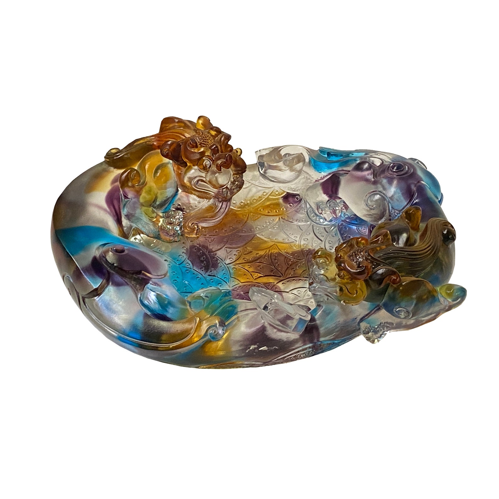 Chinese Liuli Crystal Glass Pate-de-verre Pixiu Bowl Display - Etsy