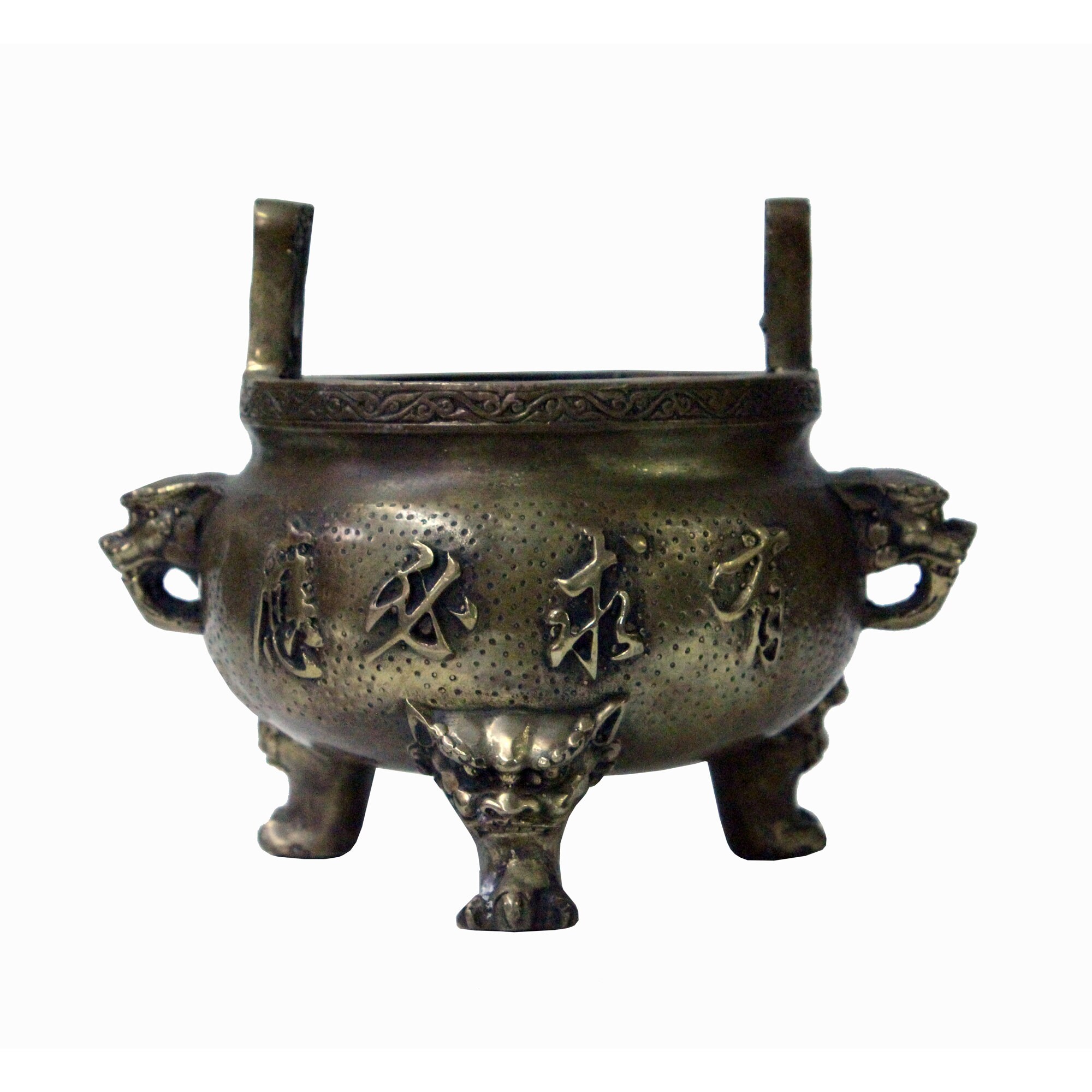 Chinese Oriental Rustic Bronze Color Metal Ding Display Figure Ws1000e ...