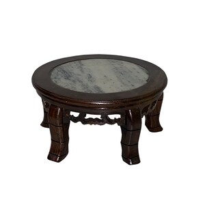 6.75" Oriental Brown Wood Marble Round Table Top Stand Riser Ws2851ce ...