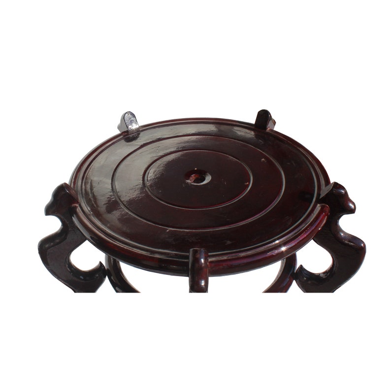 Chinese Brown Wood Round Table Top Stand Display Easel | Etsy