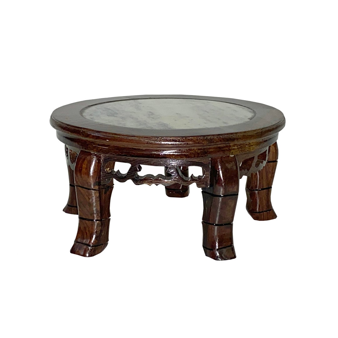 6" Oriental Brown Wood Marble Round Table Top Stand Riser Ws2851be - Etsy