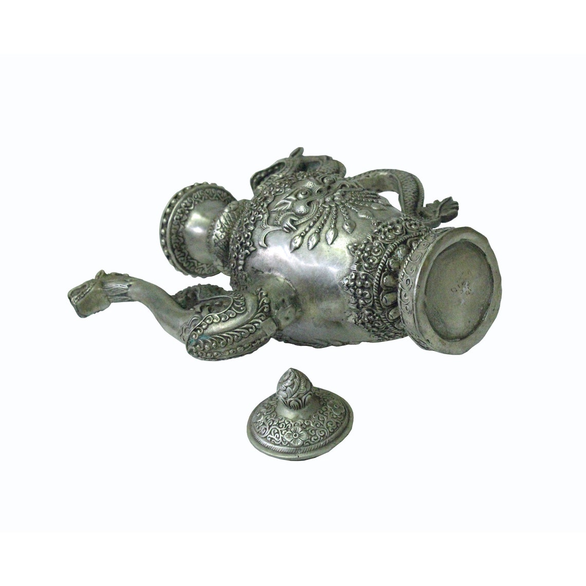 Silverware 3D Dragon and Foo Dog Object Ancient Ceremony Teapot Wine ...
