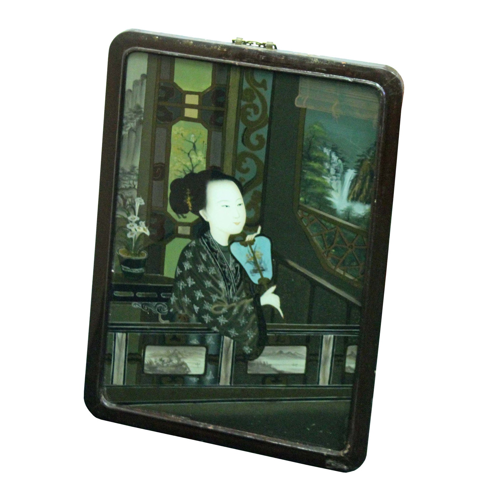 Vintage Chinese Reverse Painting Glass Lady Portrait Wall Art - Etsy