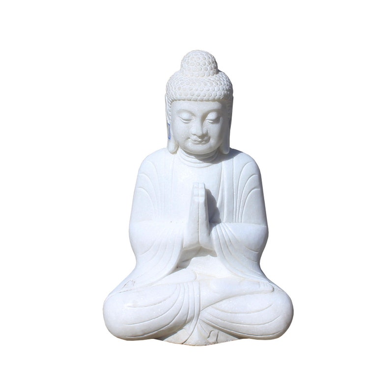 Asian Hand Craved Indoor Outdoor White Stone Lotus Sitting - Etsy