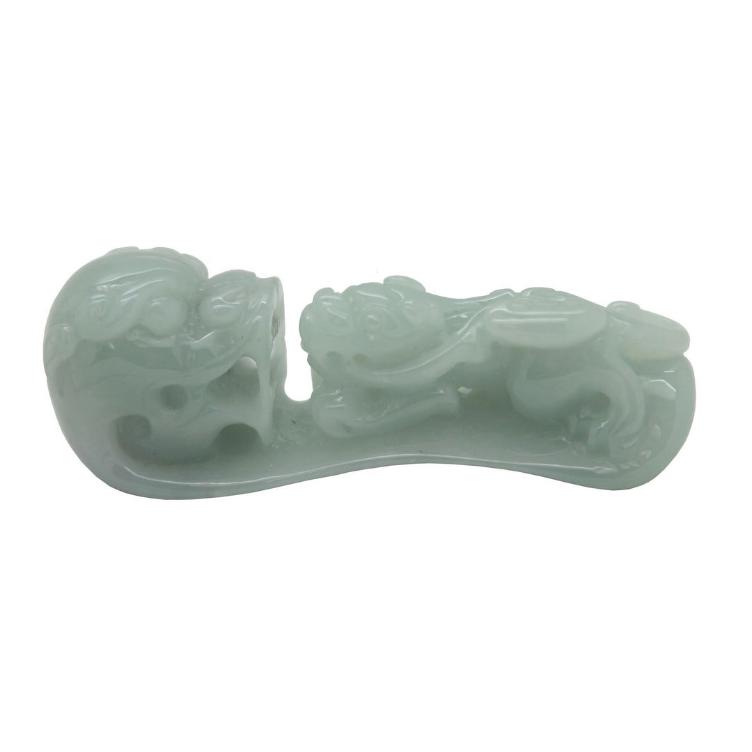 Chinese Jade Tabletop Figure With Zodiac Dragon and Pixie on Luyi ...