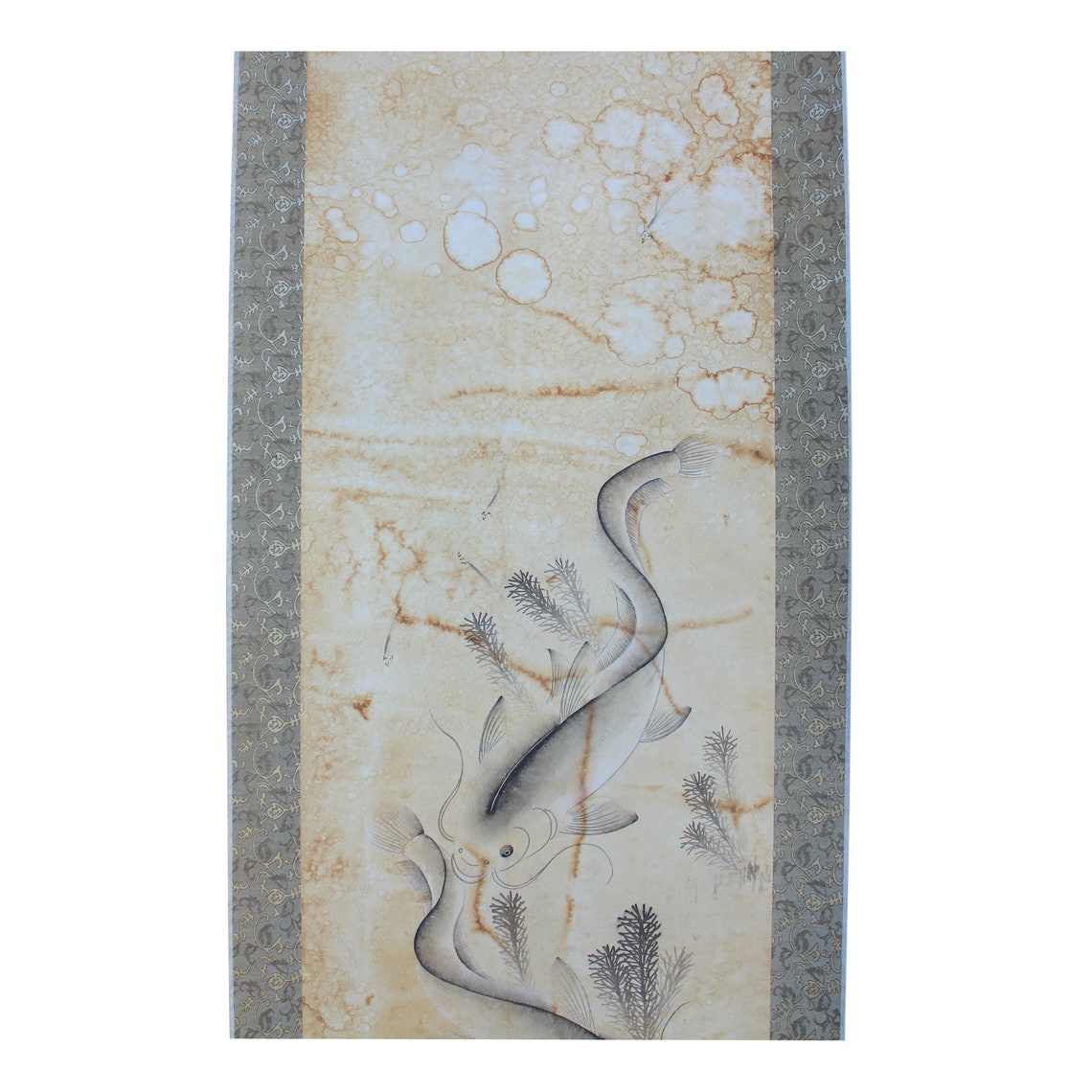 Set of 4 Chinese Calligraphy Ink Fishes Drawing Scroll Paintings Wall ...