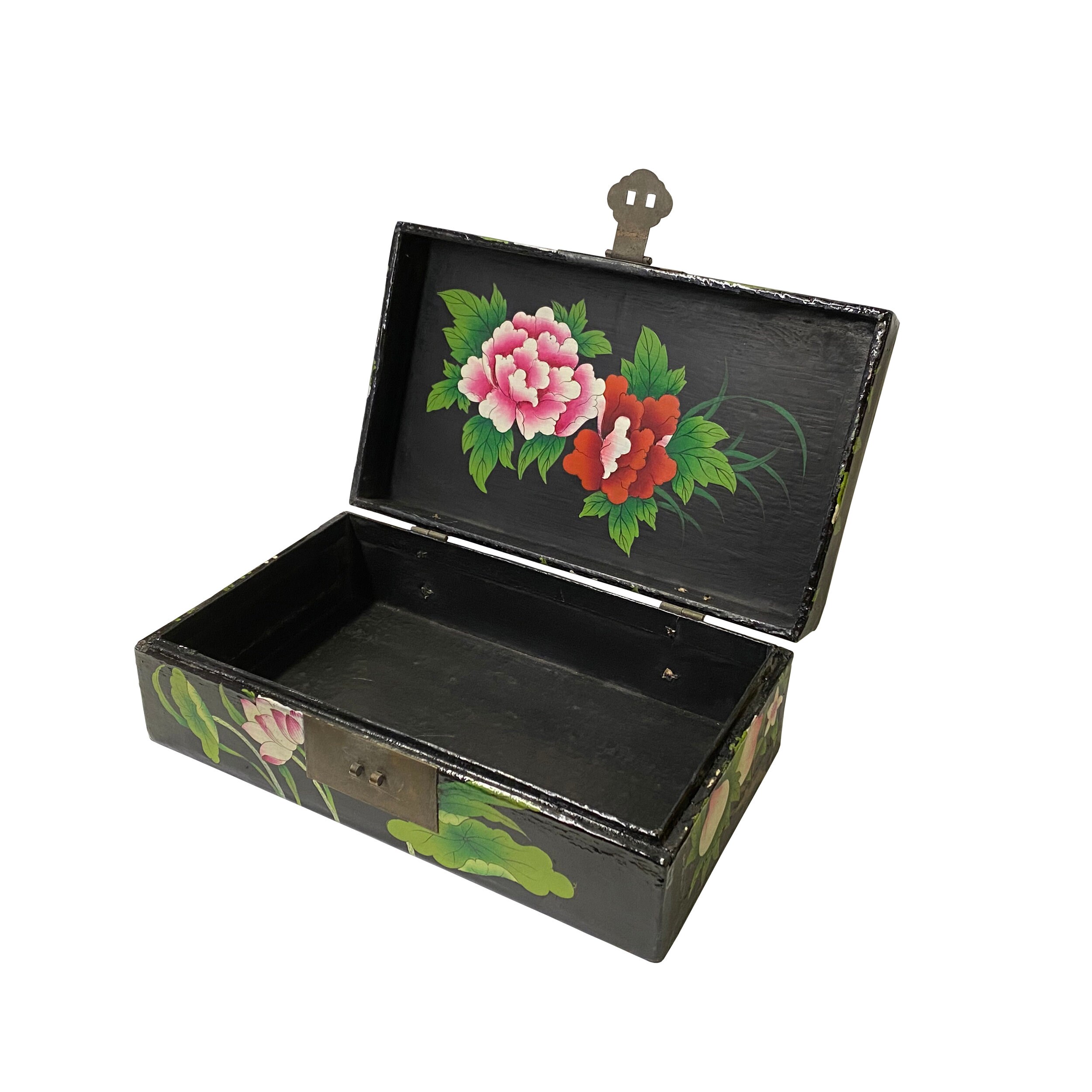 Rectangular Black Lacquer Box W Chinese Mythical Pig Deity | Etsy