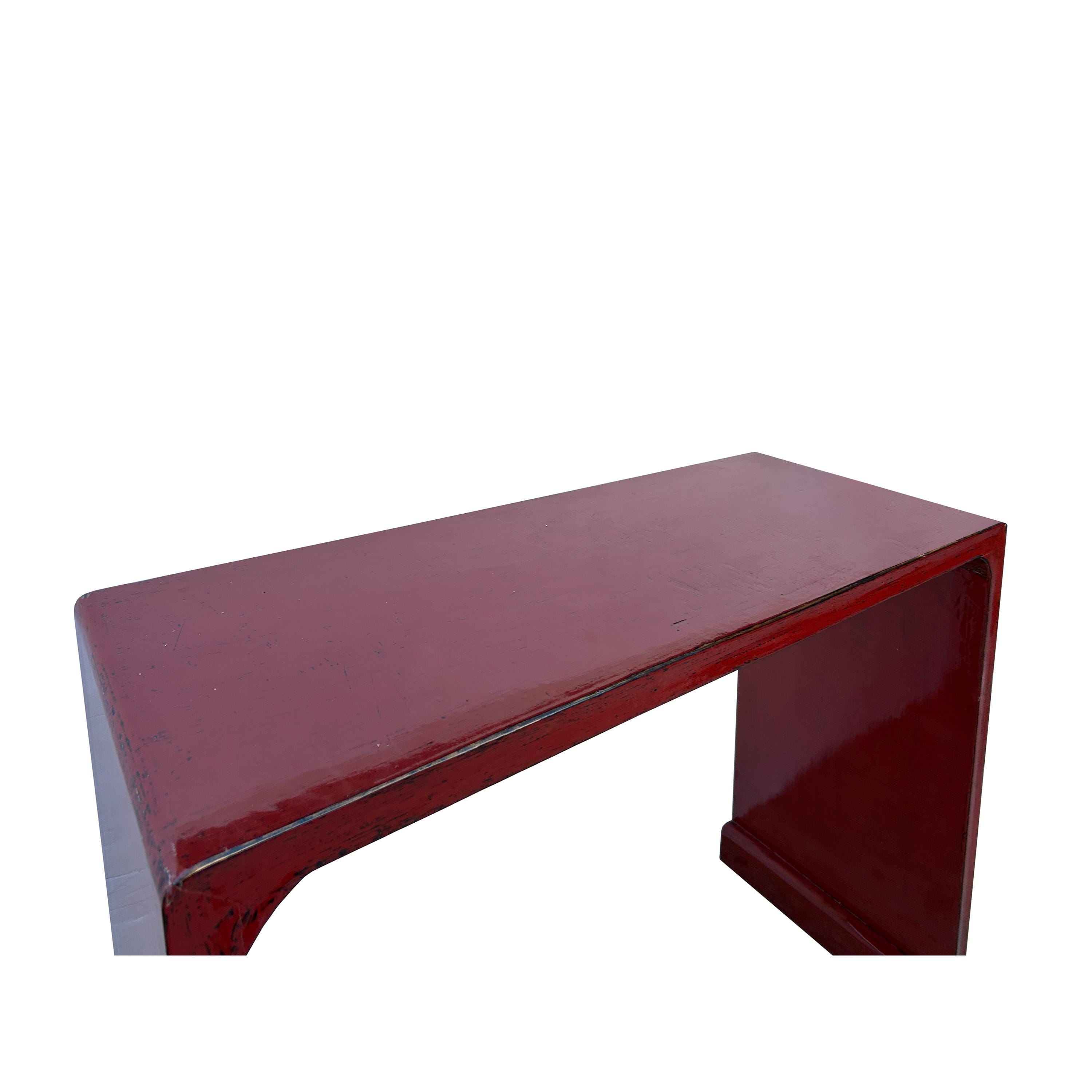 Gloss Brick Blood Red Lacquer Rectangular Console Foyer Side Table ...