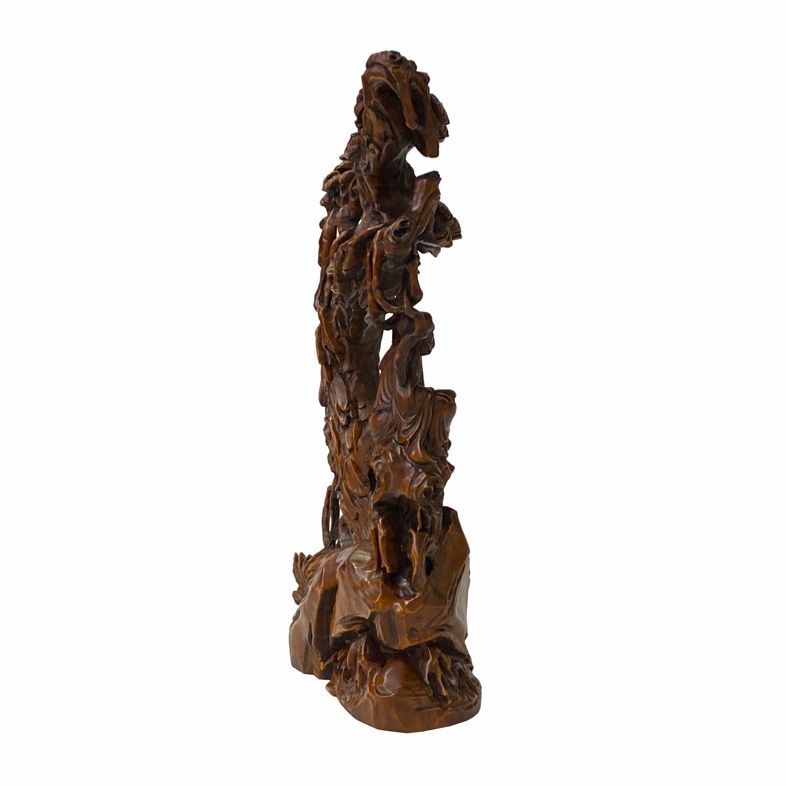 Chinese Oriental Wood Old Man on Tree Carving Display Figure - Etsy
