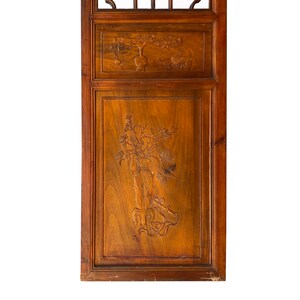 Chinese Brown Geometric Pattern Theme Wood Panel Floor Screen 4pcs ...