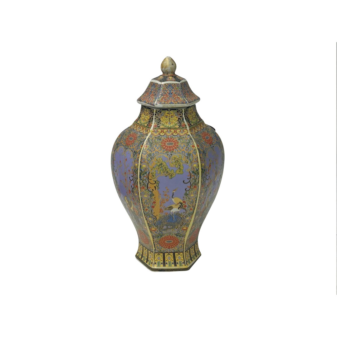 Chinese Porcelain Hexagonal Pagoda Vase With Lid – Floral & Bird Motif ...