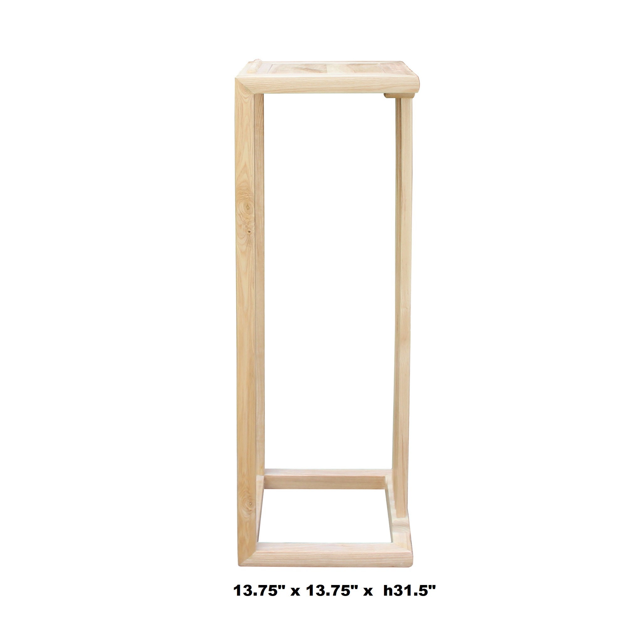 Chinese Handmade Natural Wood Tone Tall Square Side Table Plant Flower ...