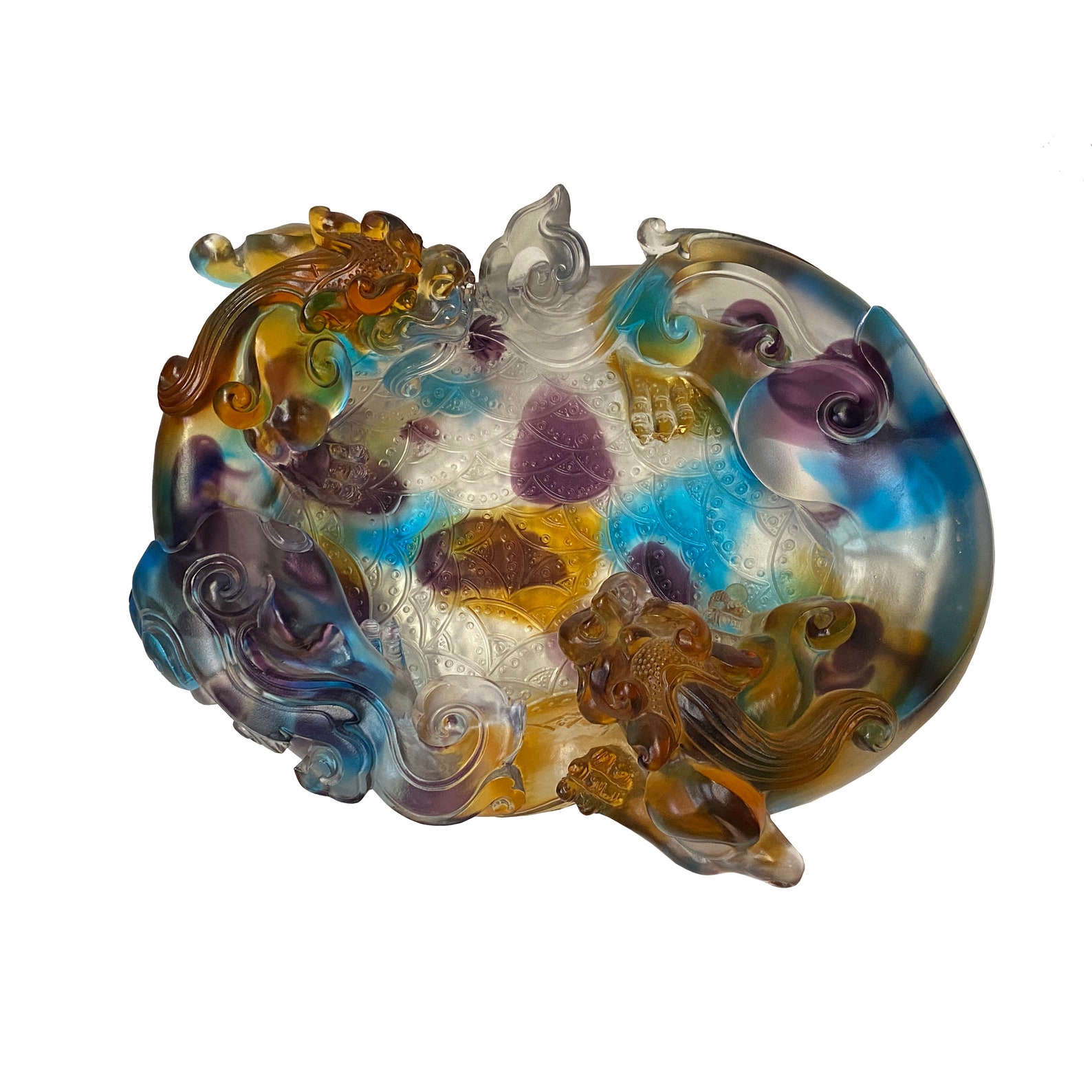 Chinese Liuli Crystal Glass Pate-de-verre Pixiu Bowl Display - Etsy