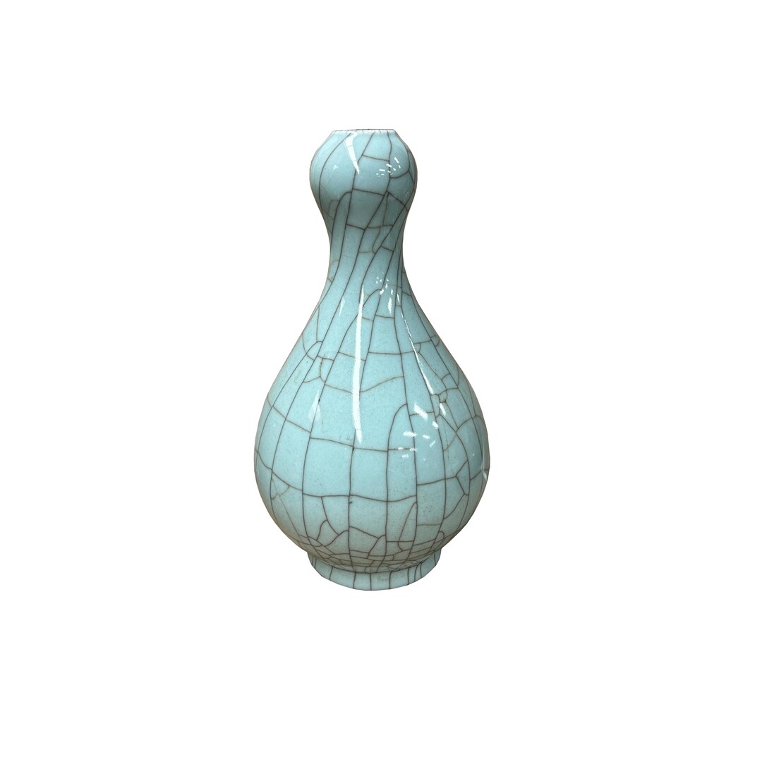 Crackle Pattern Aqua Blue Flare Slender Neck Ceramic Vase Ws4715e - Etsy