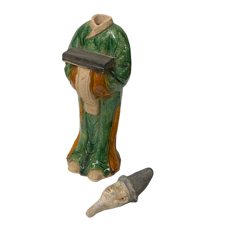 Chinese Green Tri-color Ceramic Ancient Dressing Art Figure Ws1184e - Etsy