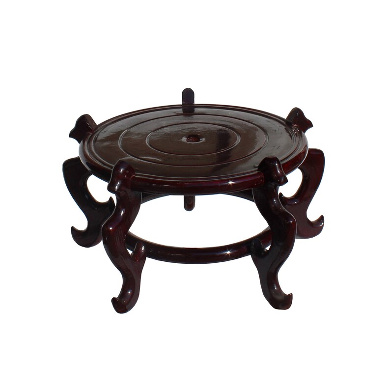 Chinese Brown Wood Round Table Top Stand Display Easel | Etsy