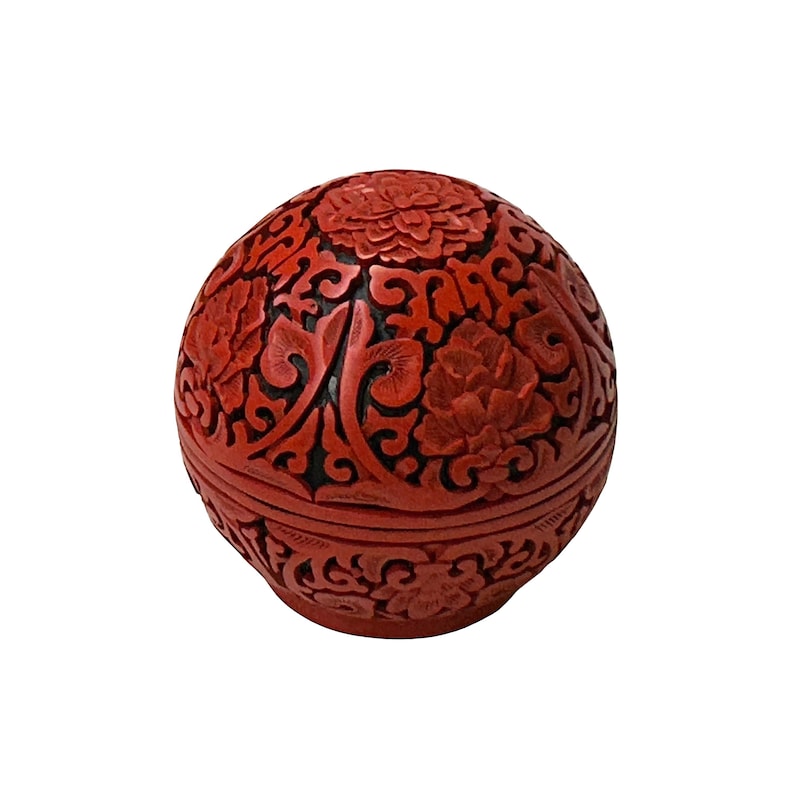 Vintage Chinese Red Lacquer Round Globe Floral Accent Box GB283E - Etsy