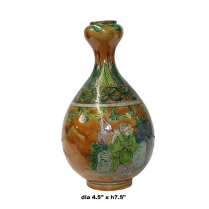 Chinese Yellow Copper Ceramic People Graphic Painting Pear Vase Ws1275e ...