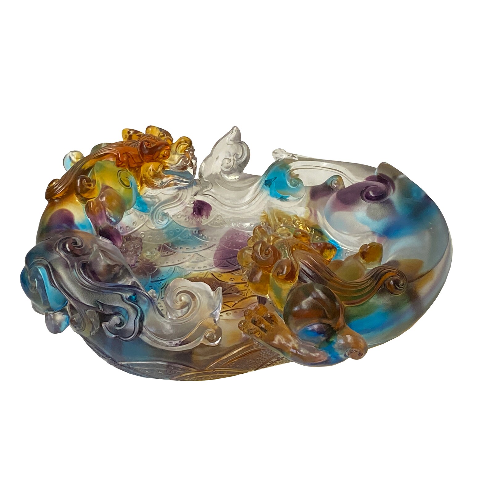 Chinese Liuli Crystal Glass Pate-de-verre Pixiu Bowl Display - Etsy