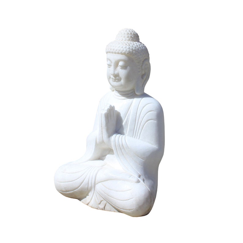 Asian Hand Craved Indoor Outdoor White Stone Lotus Sitting - Etsy