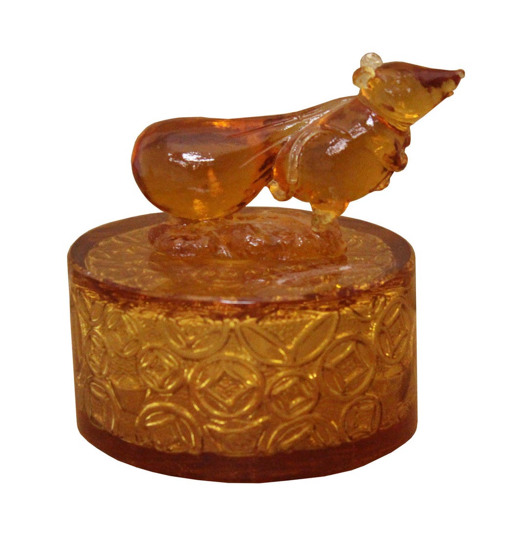 Golden Yellow Liuli Glass Rat - Chinese Zodiac Perfume Bottle - Special ...