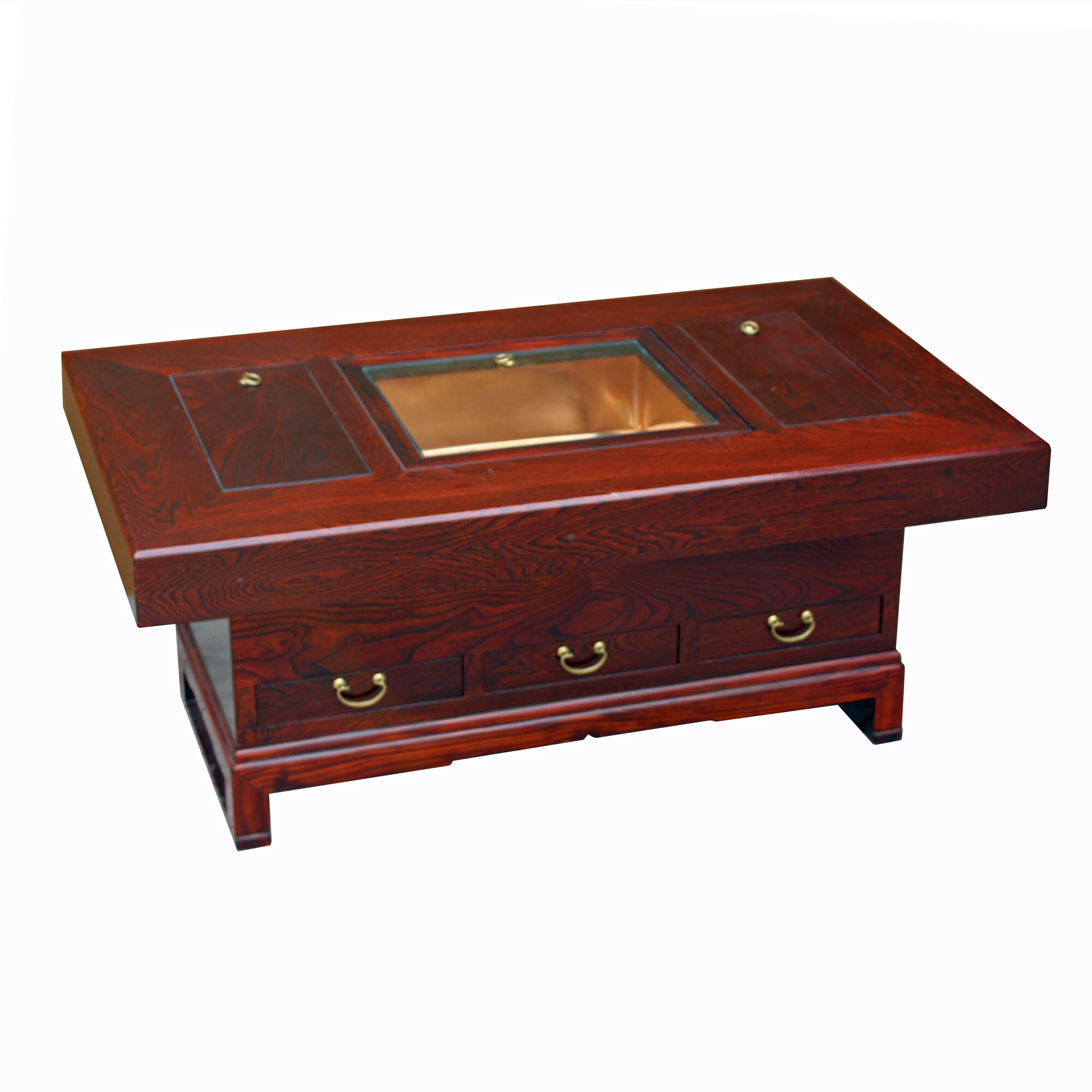 Oriental Rectangular Bold Thick Wood Drawers Coffee Table | Etsy