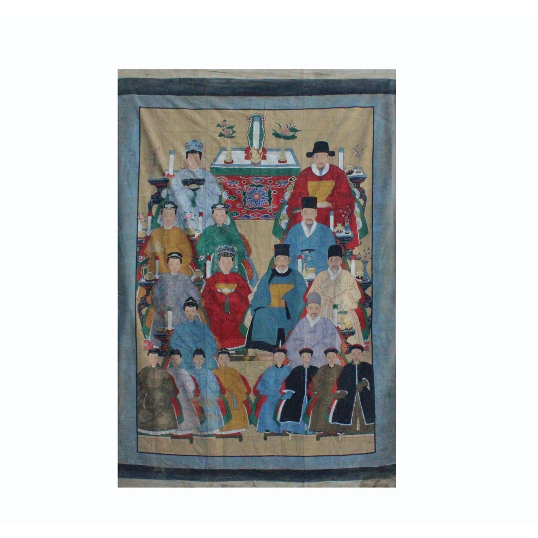 Chinese Large Vintage Canvas Color Ink Ancestors Paint Art Cs4311e - Etsy