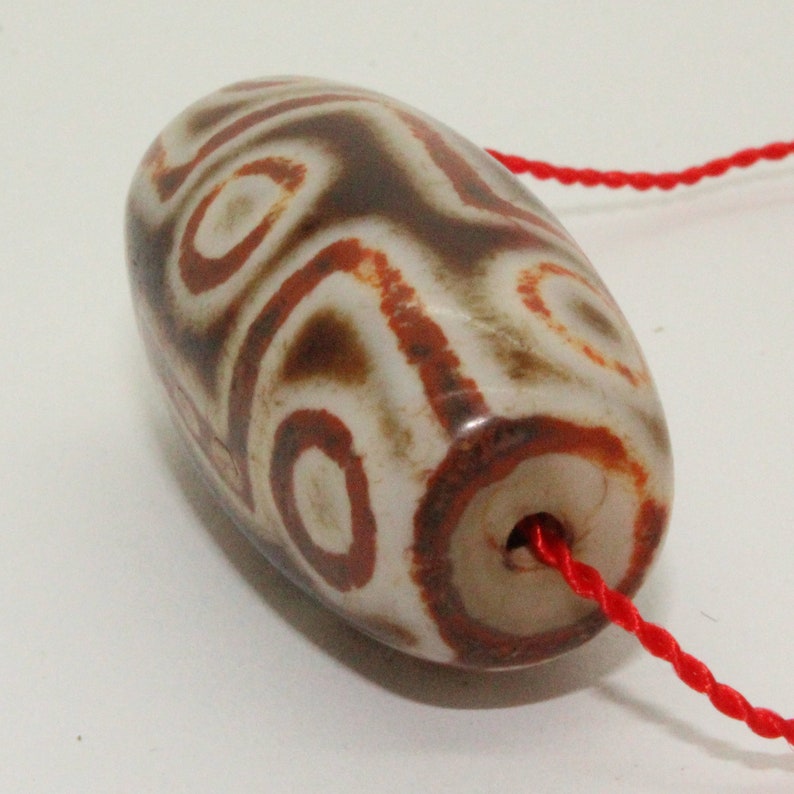 Chinese Handmade Agate Stone Pattern Oval Long Dzi Bead Pendant Ws230e ...