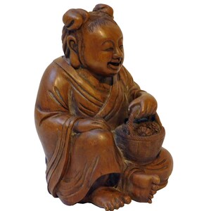 Vintage Quality Carved Solid Wood Chinese Eight Immortals Lan Caihe ...